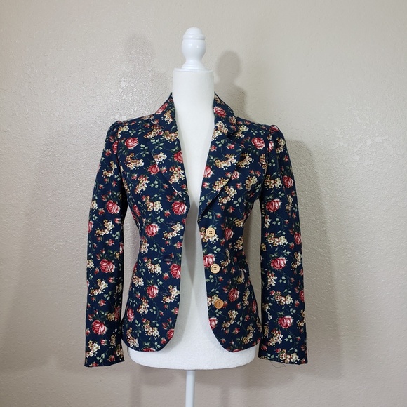 Vintage | Jackets & Coats | Vintage Navy Mixed Floral Print Blazer ...